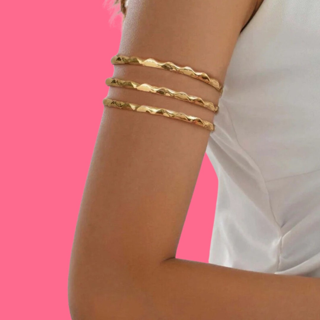 Minimalist Upper Arm Cuff: Elegant Gold and Silver Arm Bands Ideal Gift ...
