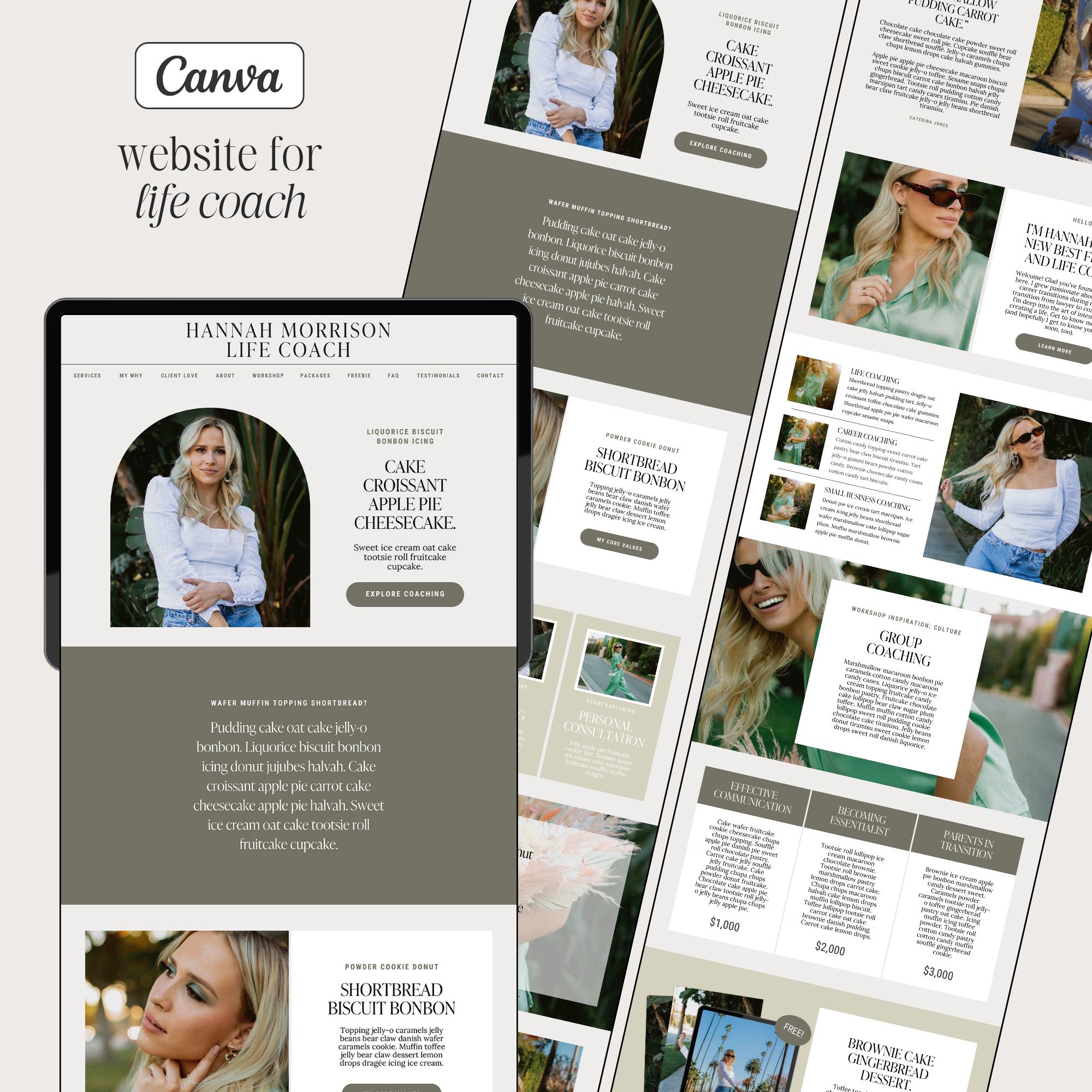 Canva Website Template Bundle Editable Website for Coaches ...