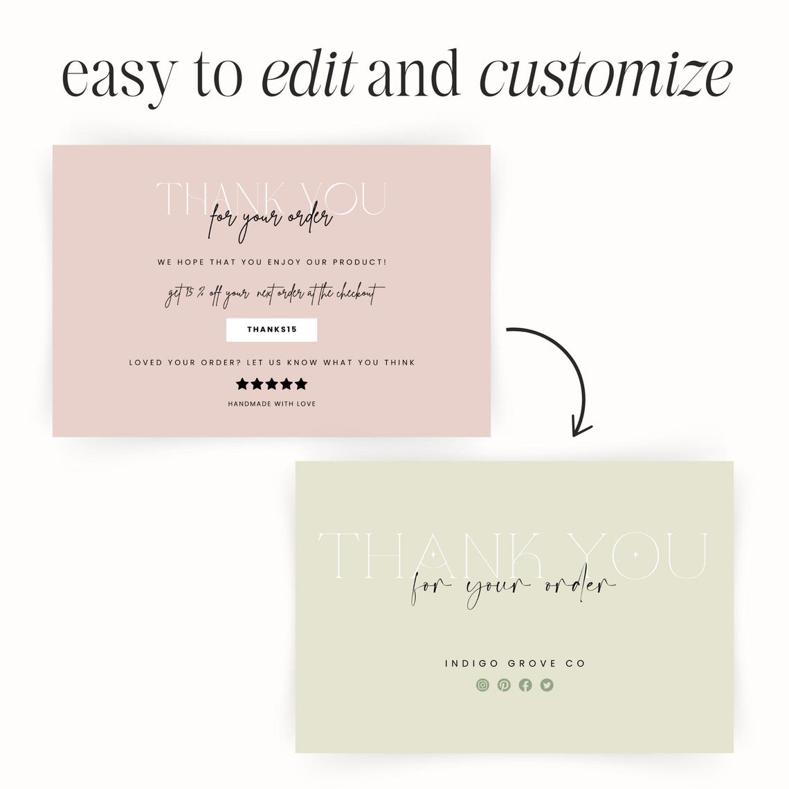 Thank You for Your Order Card Template | Retro Business Thank You Card ...