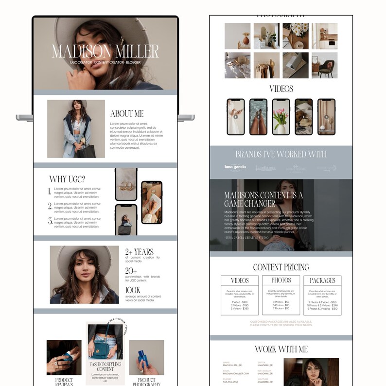 UGC Portfolio | UGC Template | UGC Portfolio Template | Ugc Media Kit ...