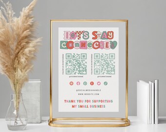 Retro Social Media Sign Canva Template QR Code | Follow Us on Social ...