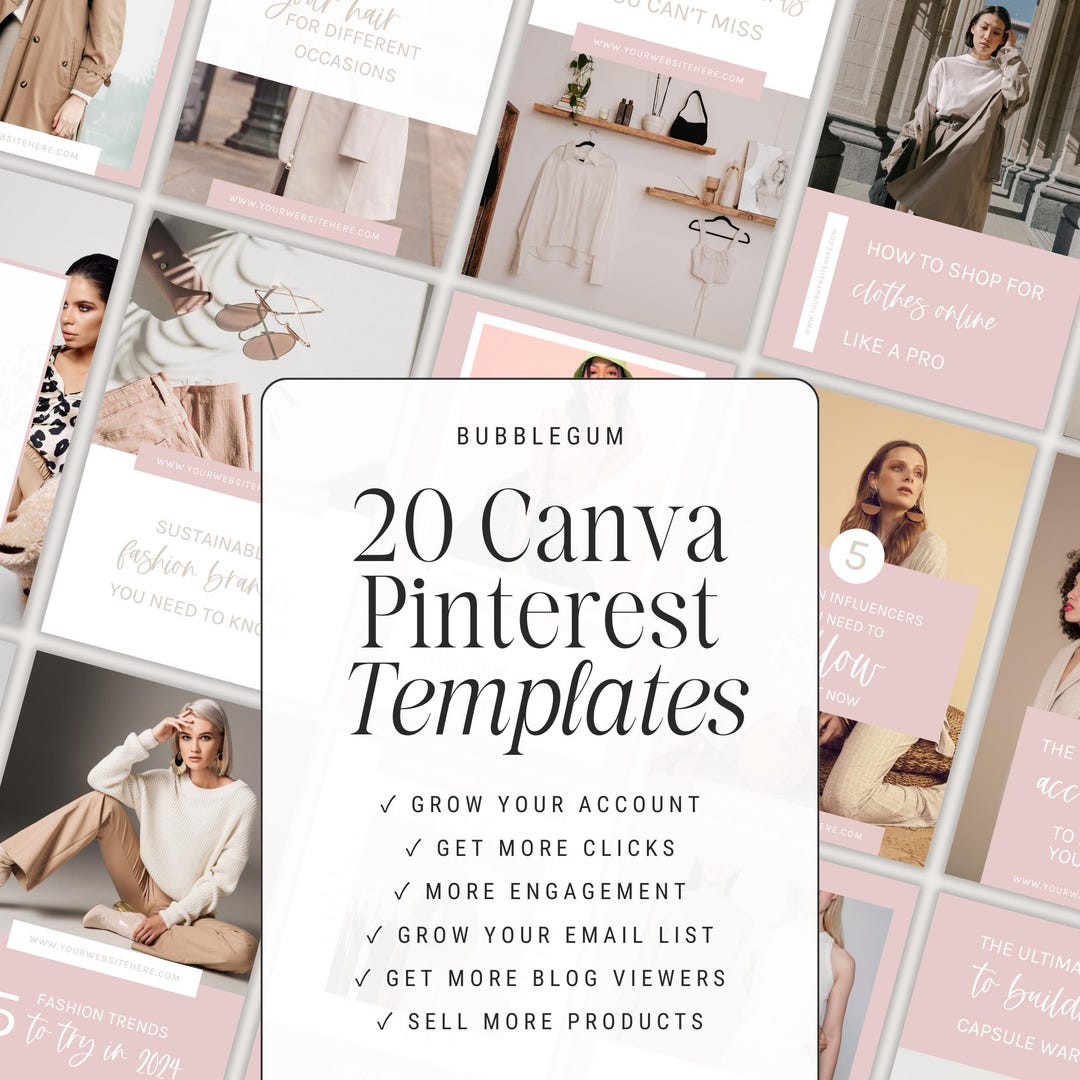 Bubblegum Pink Pinterest Pin Templates | Pinterest Templates Canva ...