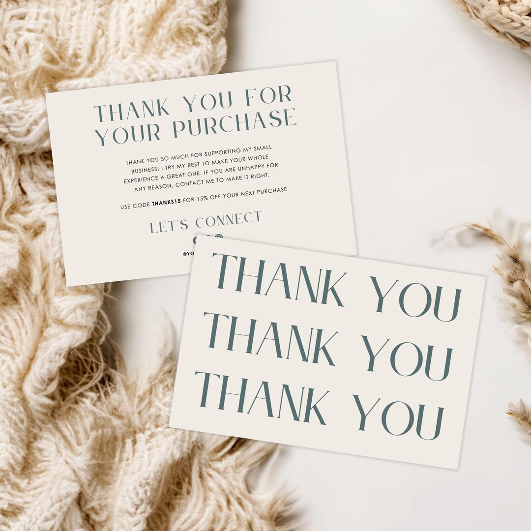 Thank You Thank You Thank You Card | Minimal Business Thank You Card ...