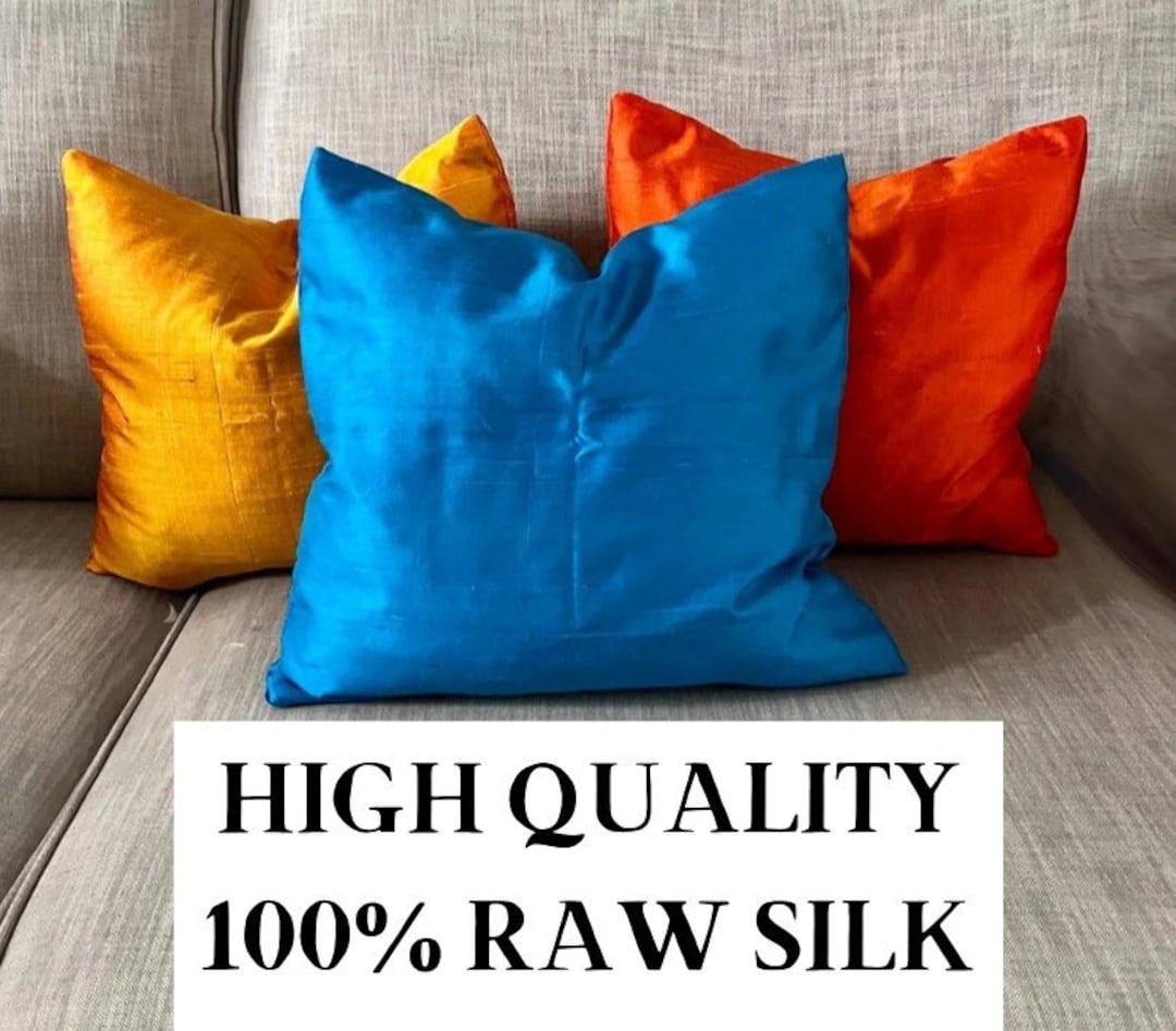 Raw Silk Cushion Cover, Handmade in UK, 16” 18” 20” 22” 24" 26 ...
