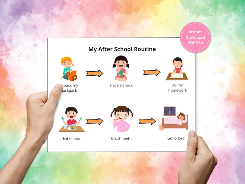 Before After School Digital Download Basic Routines Visual Schedule