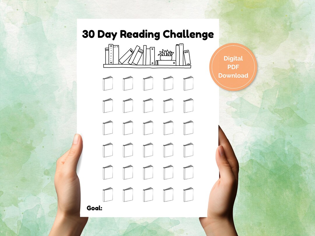 30 Day Reading Challenge Tracker Printable and Digital Download for ...