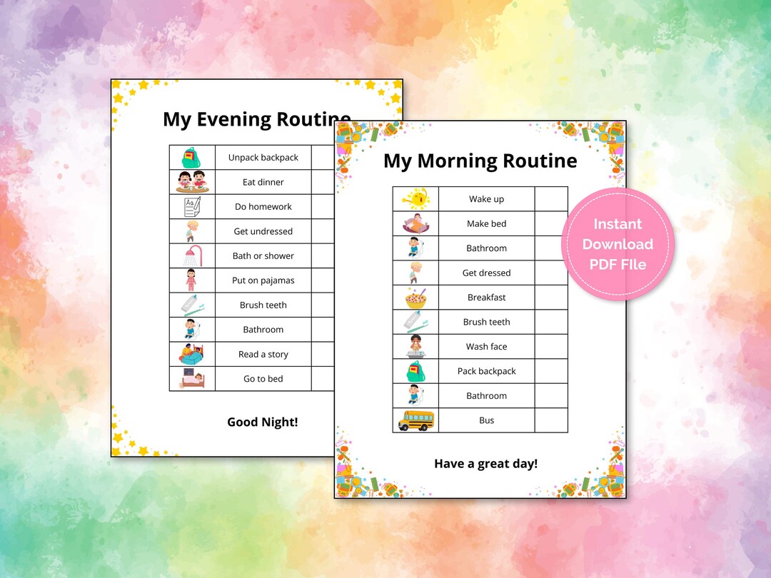 Morning and Evening Simple Routines Visual Schedules - Etsy