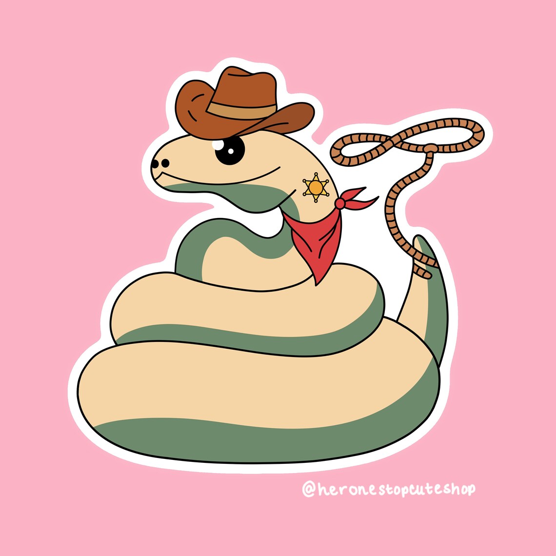 Snake Sheriff Sticker, Cute Sticker, Water Bottle Sticker, Vinyl, Snake ...