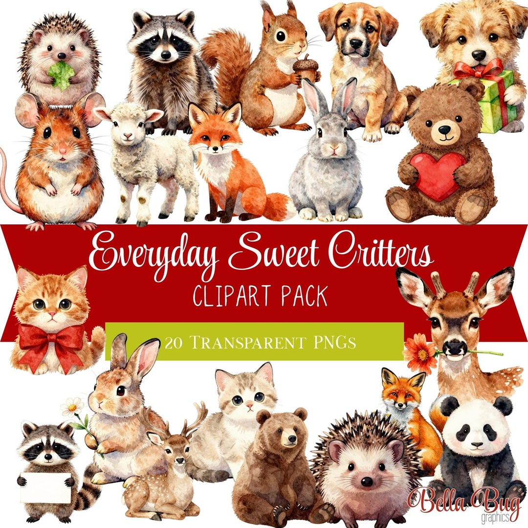 Clipart Bundle - PNG Transparent Background - Everyday Sweet Critters ...