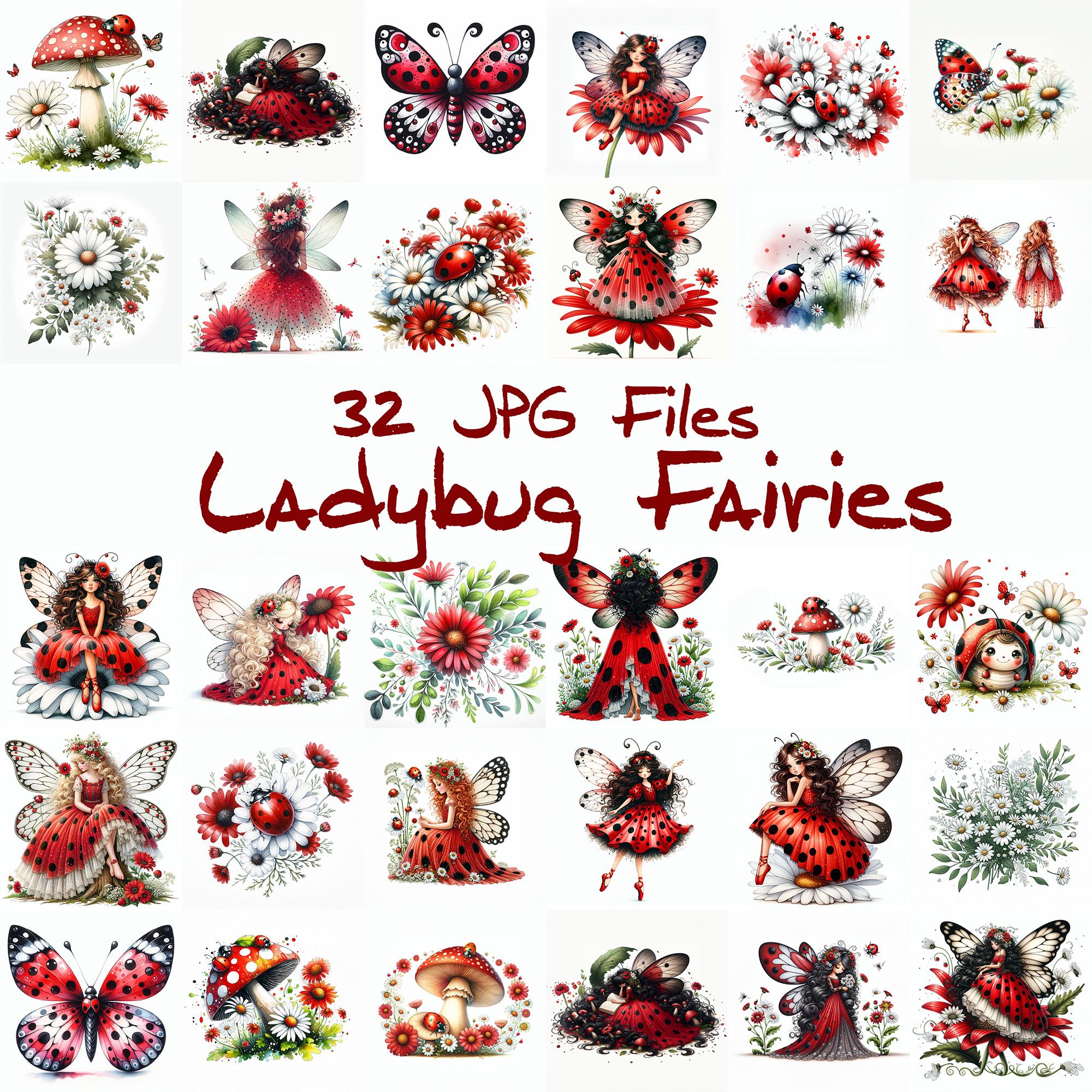 Ladybug Fairy Clipart Bundle - JPG - Pixie Fairy - Ladybug Ballerina ...