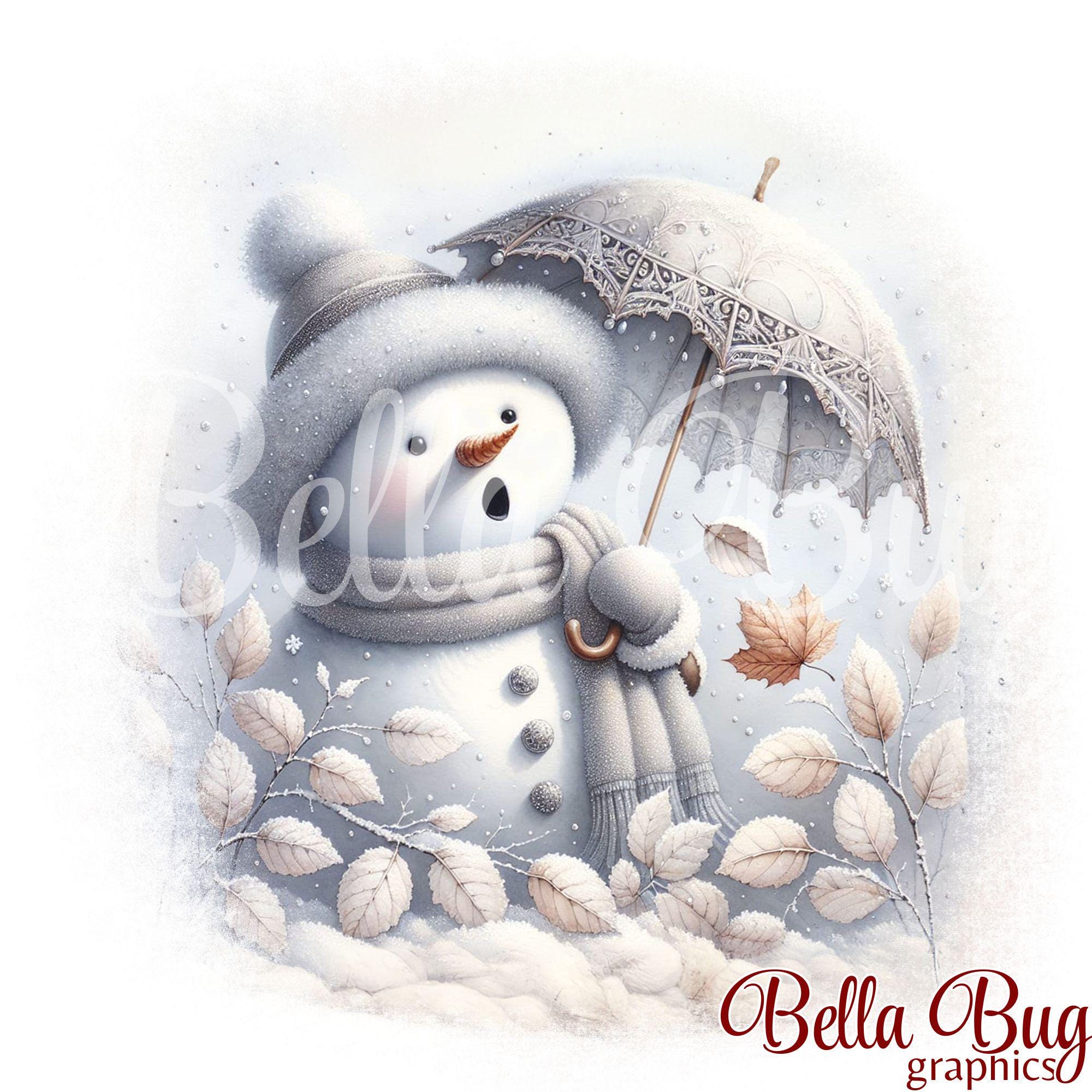 Silver Frost Snowmen Clipart Collection | Whimsical Watercolor Clipart ...
