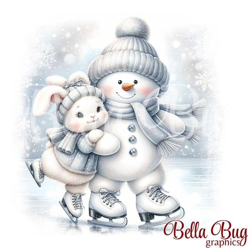 Silver Frost Snowmen Clipart Collection | Whimsical Watercolor Clipart ...