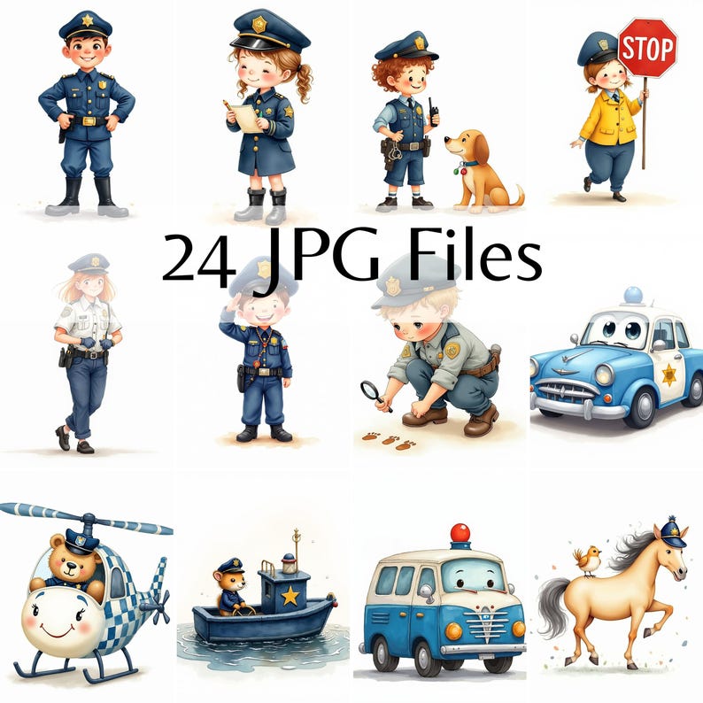 Little Heroes - Police Clipart Pack | 24 Child Police Officer JPG ...