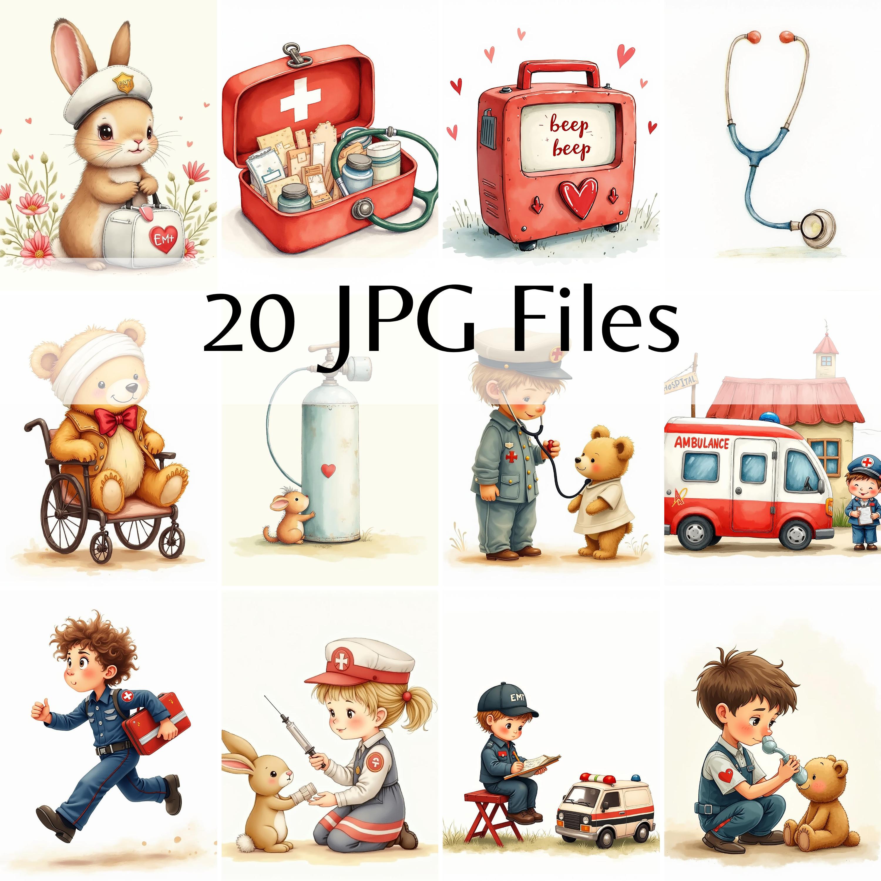 First Responders - EMT Clipart Pack | 20 Adorable Emergency Worker JPG ...