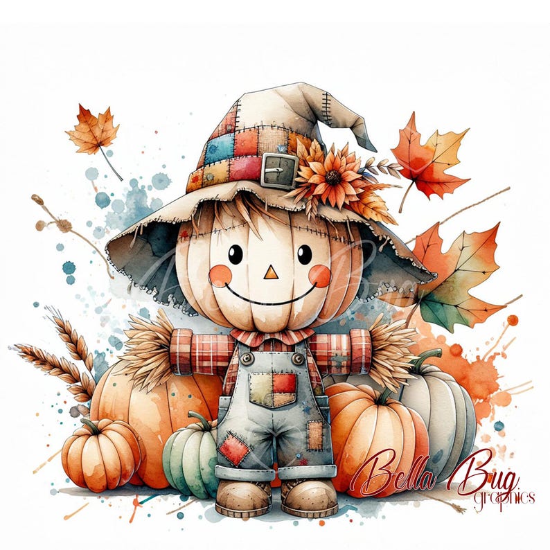 Scarecrow Clipart Bundle: Festive Fall JPG Images (digital Download ...