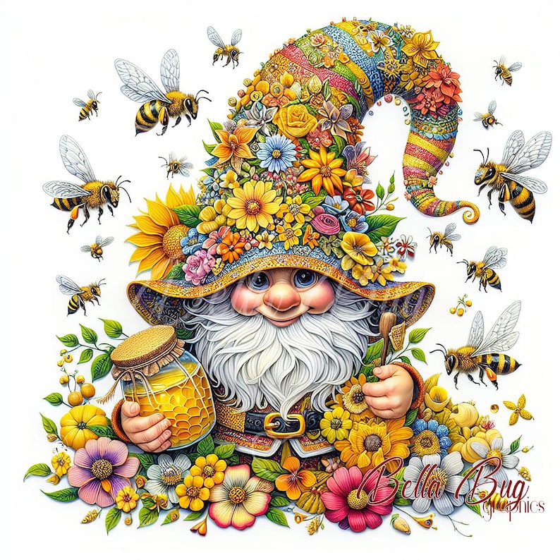 Honey Bee Gnomes Clipart: Whimsical (JPG Bundle) | #9 - Etsy