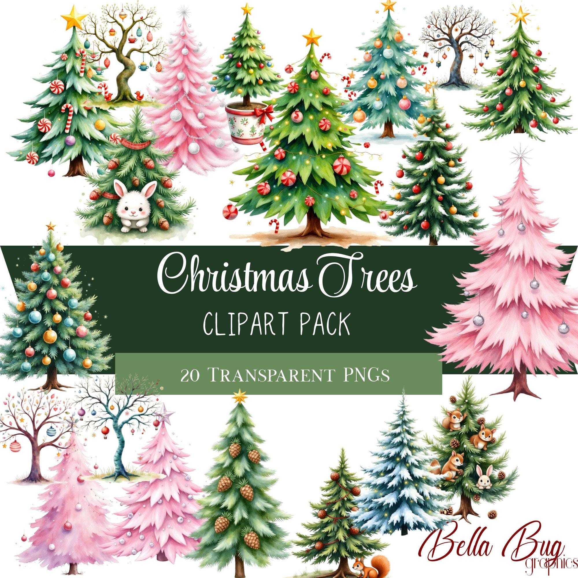 Christmas Tree Clipart Bundle | 20 PNG Transparent Background ...