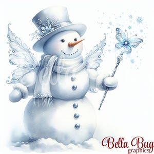 Silver Frost Snowmen Clipart Collection Whimsical Watercolor Clipart ...