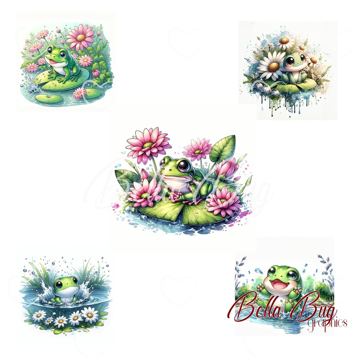 Cute Frogs Clipart Bundle | 25 High-quality JPG Elements | Dancing ...