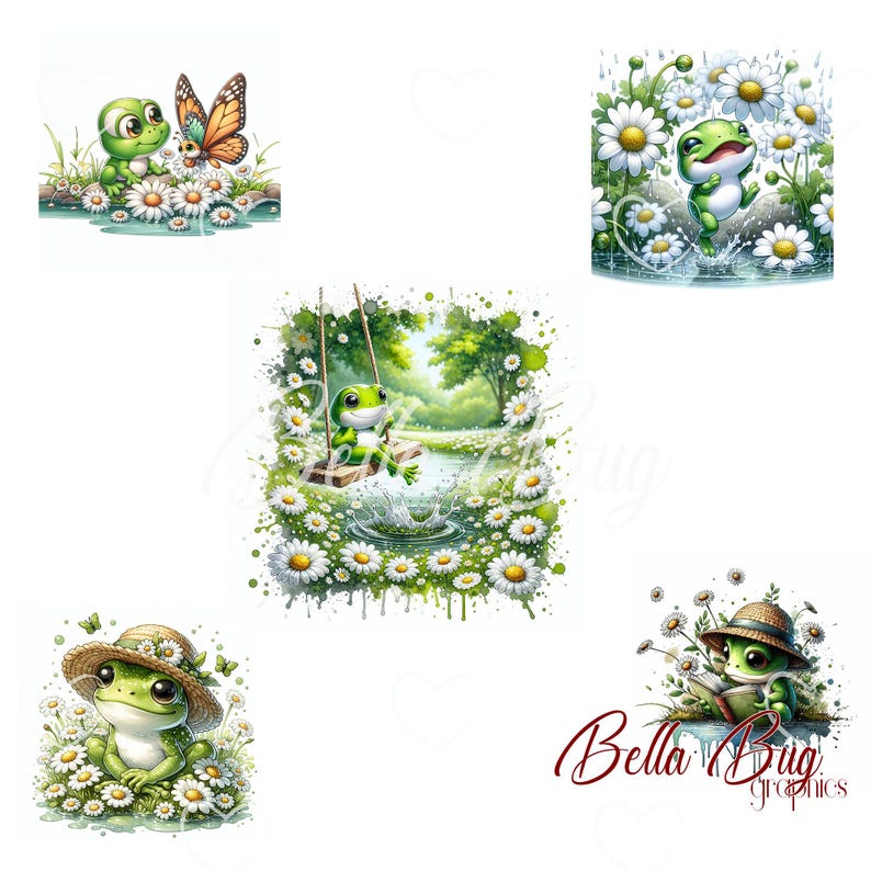 Cute Frogs Clipart Bundle | 25 High-quality JPG Elements | Dancing ...