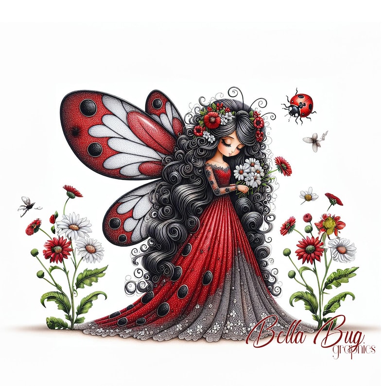 Ladybug Fairy Clipart Bundle - JPG - Pixie Fairy - Ladybug Ballerina ...
