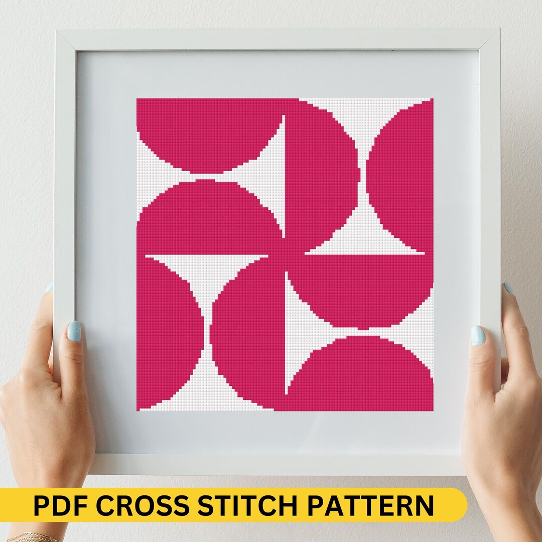 Modern Contemporary X-stitch Pattern, Geometric Semi- Circle Abstract ...