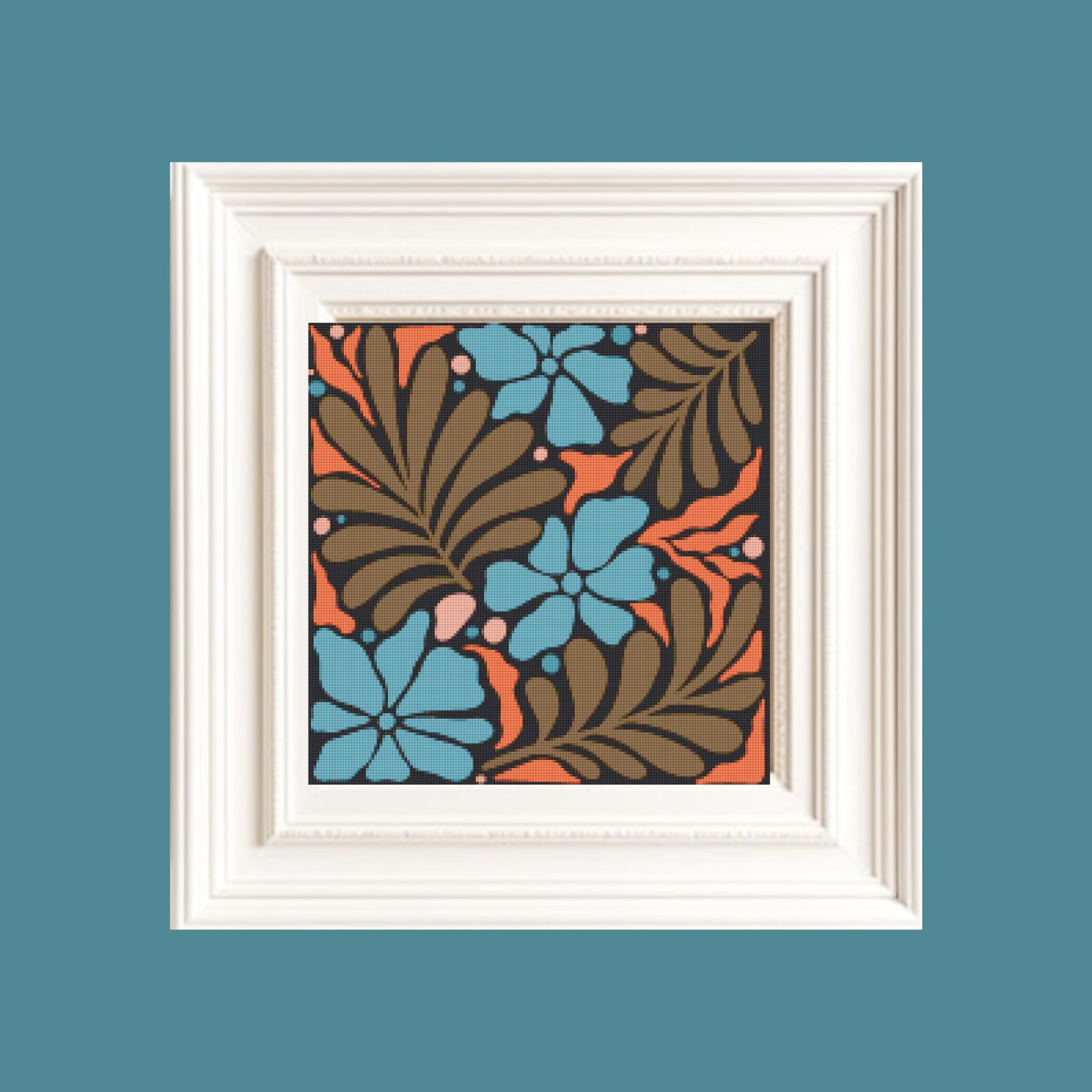 Set of 4 Modern Flowers Cross Stitch Patterns Abstract Nature Cross ...