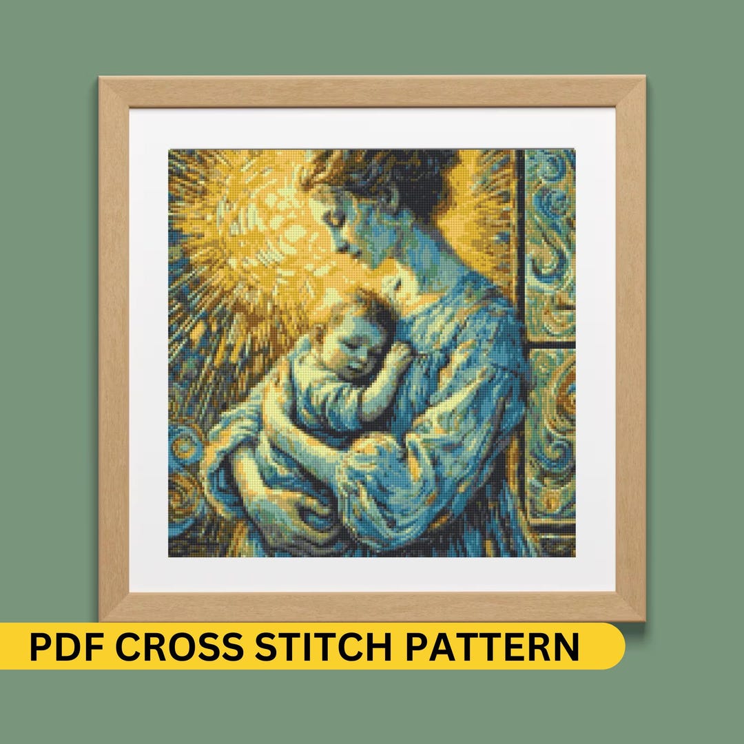 Mother and Child Cross Stitch Pattern Inspired by Vincent Van Gogh ...