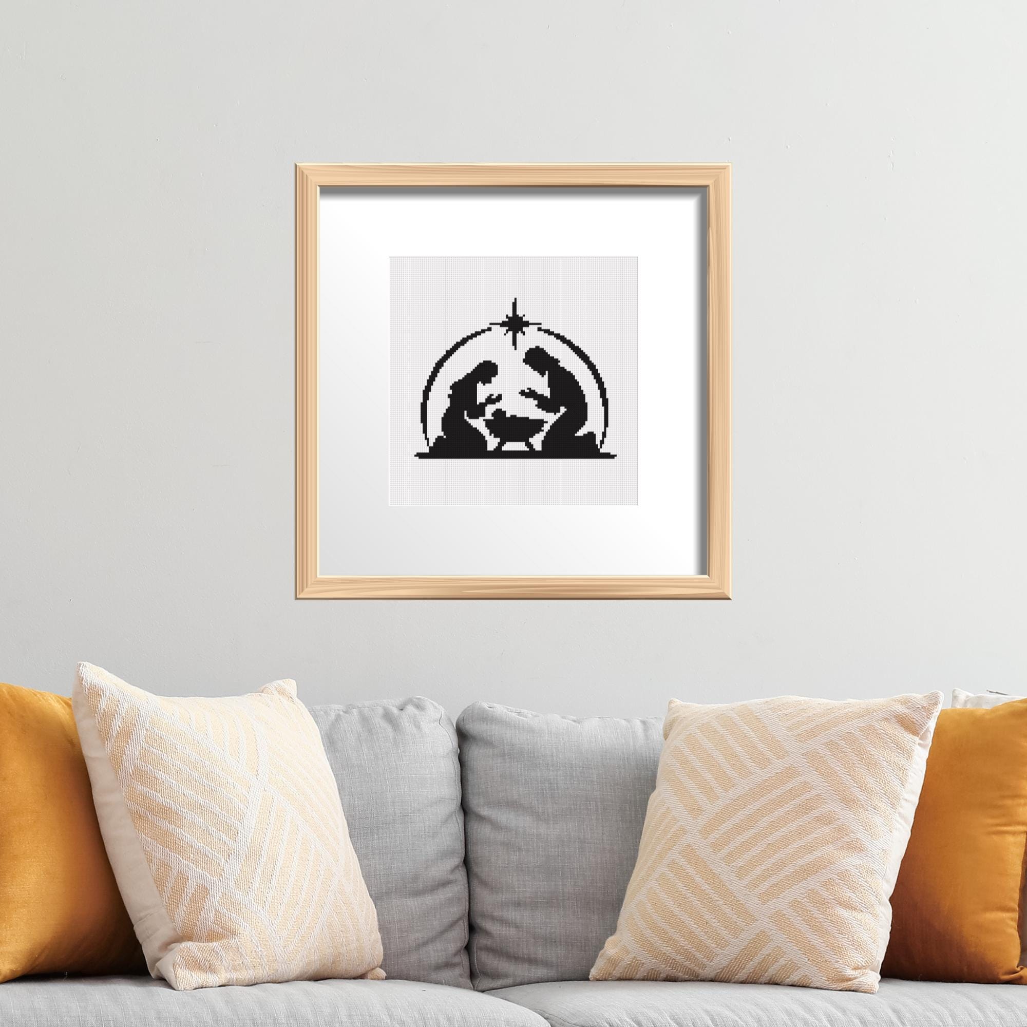 Monochrome Nativity Cross Stitch Pattern PDF DIY Christmas Decoration ...