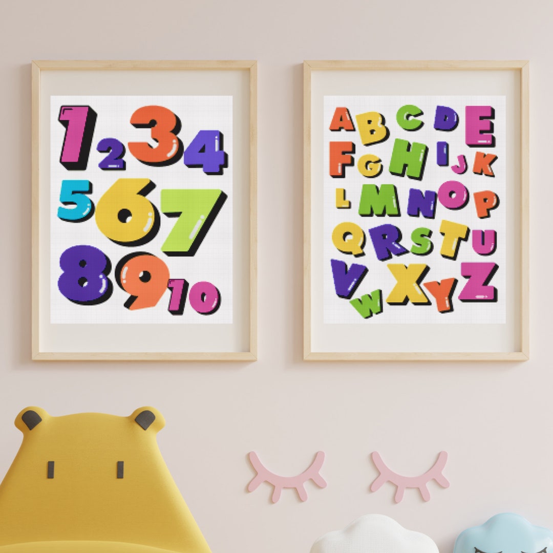 Alphabets and Numbers Cross Stitch Pattern, Minimalist Digital PDF File ...