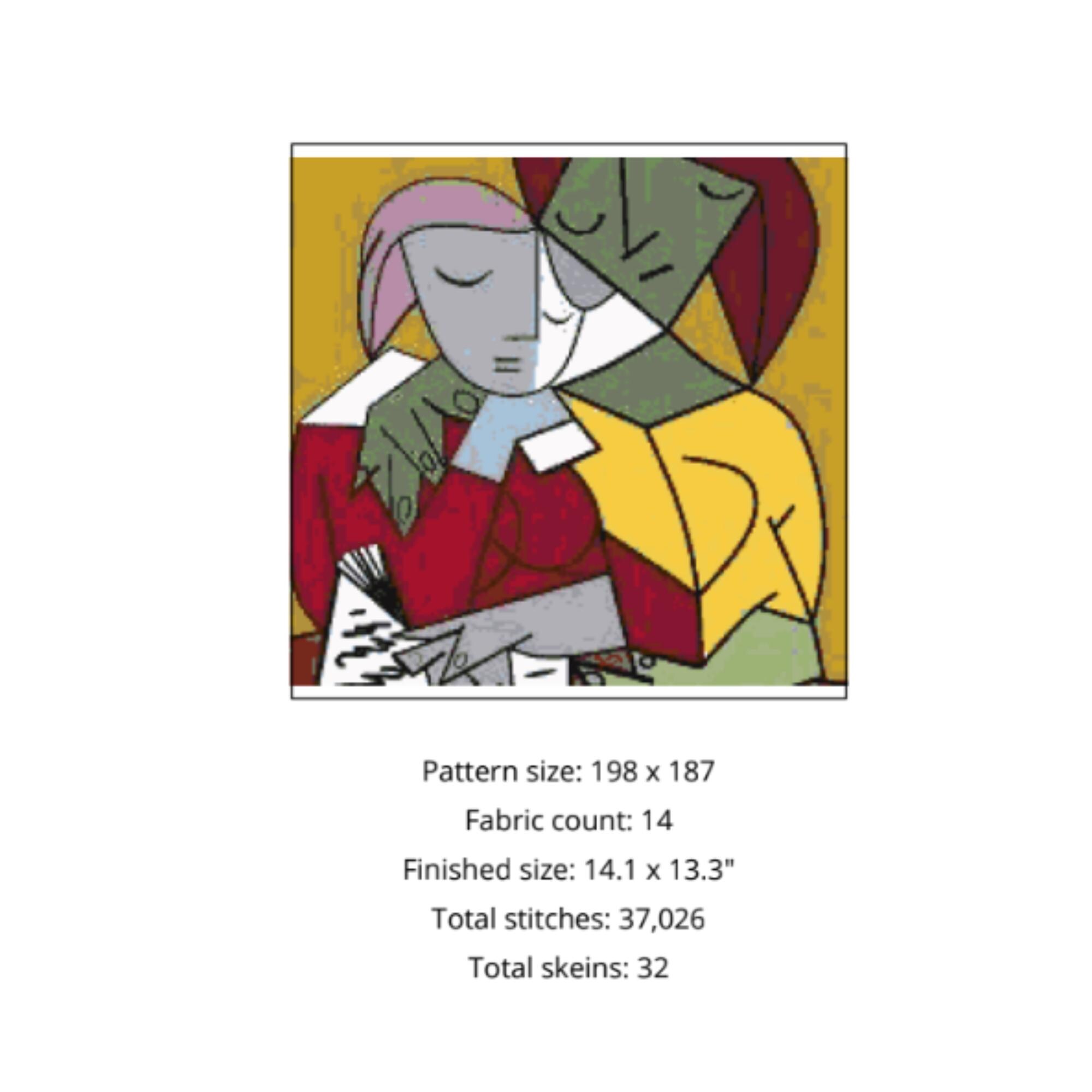 Pablo Picasso Two Girls Reading Masterpiece Cross-stitch Pattern PDF ...