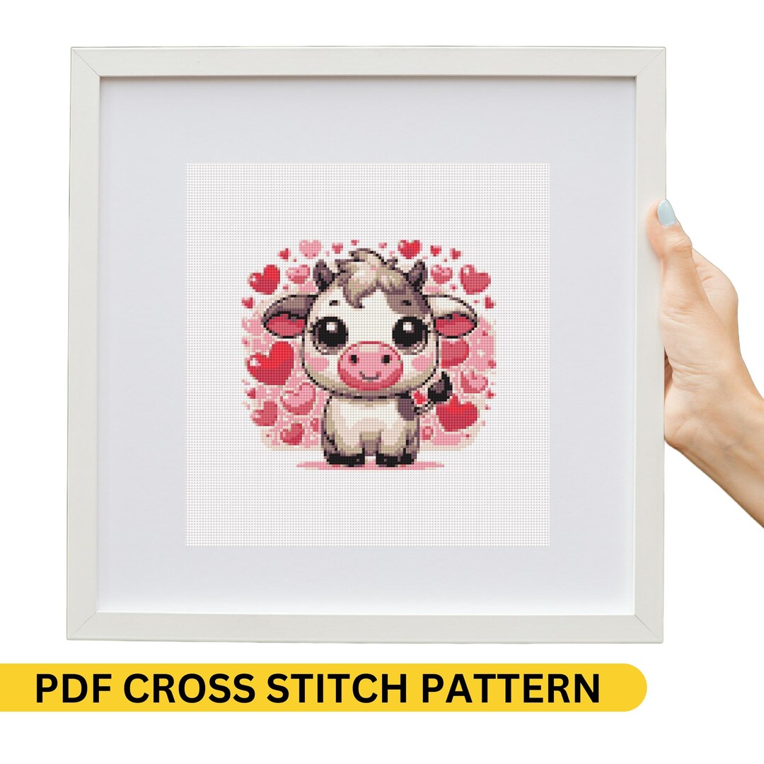 Cute Cow Cross Stitch Pattern PDF File | Instant Download for Crafters ...