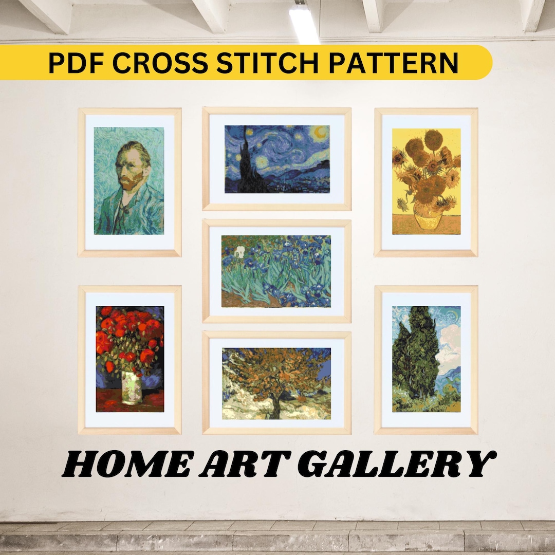 Vincent Van Gogh Cross Stitch Patterns PDF 7 Masterpiece Designs Famous ...