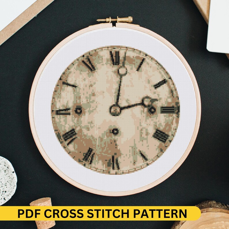 Vintage Clock Cross Stitch Pattern PDF - Instant Download, DIY ...