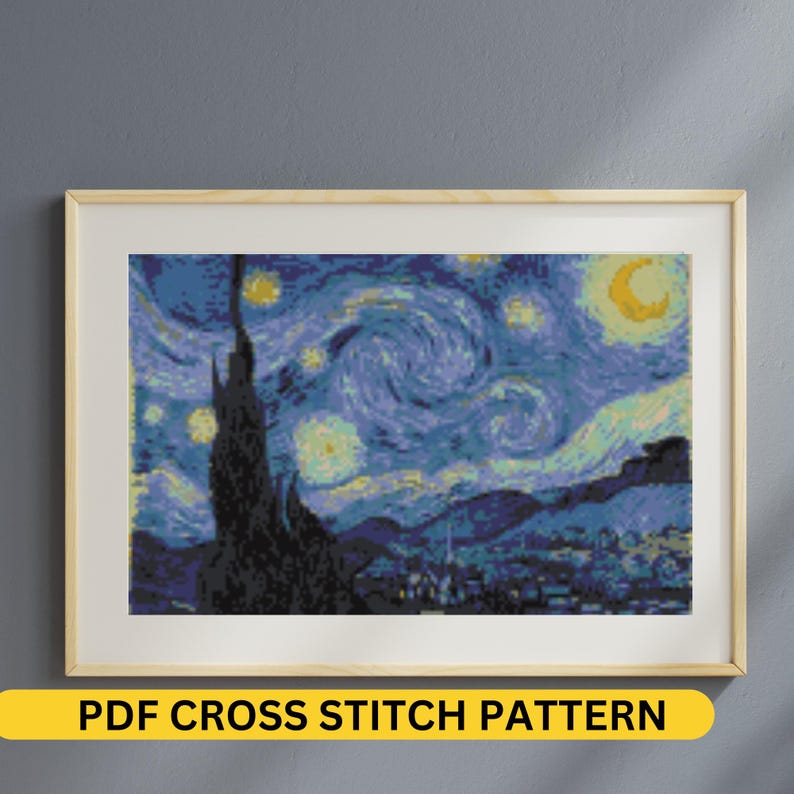 Starry Night Cross Stitch Pattern Inspired by Vincent Van Gogh ...