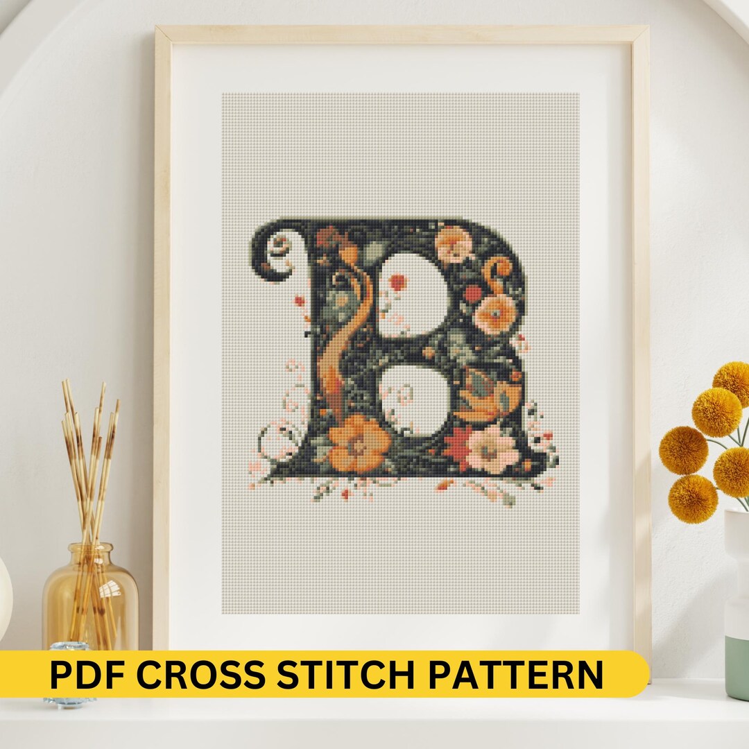 Whimsical Letter B Cross Stitch Pattern | Perfect Gift for Stitching ...