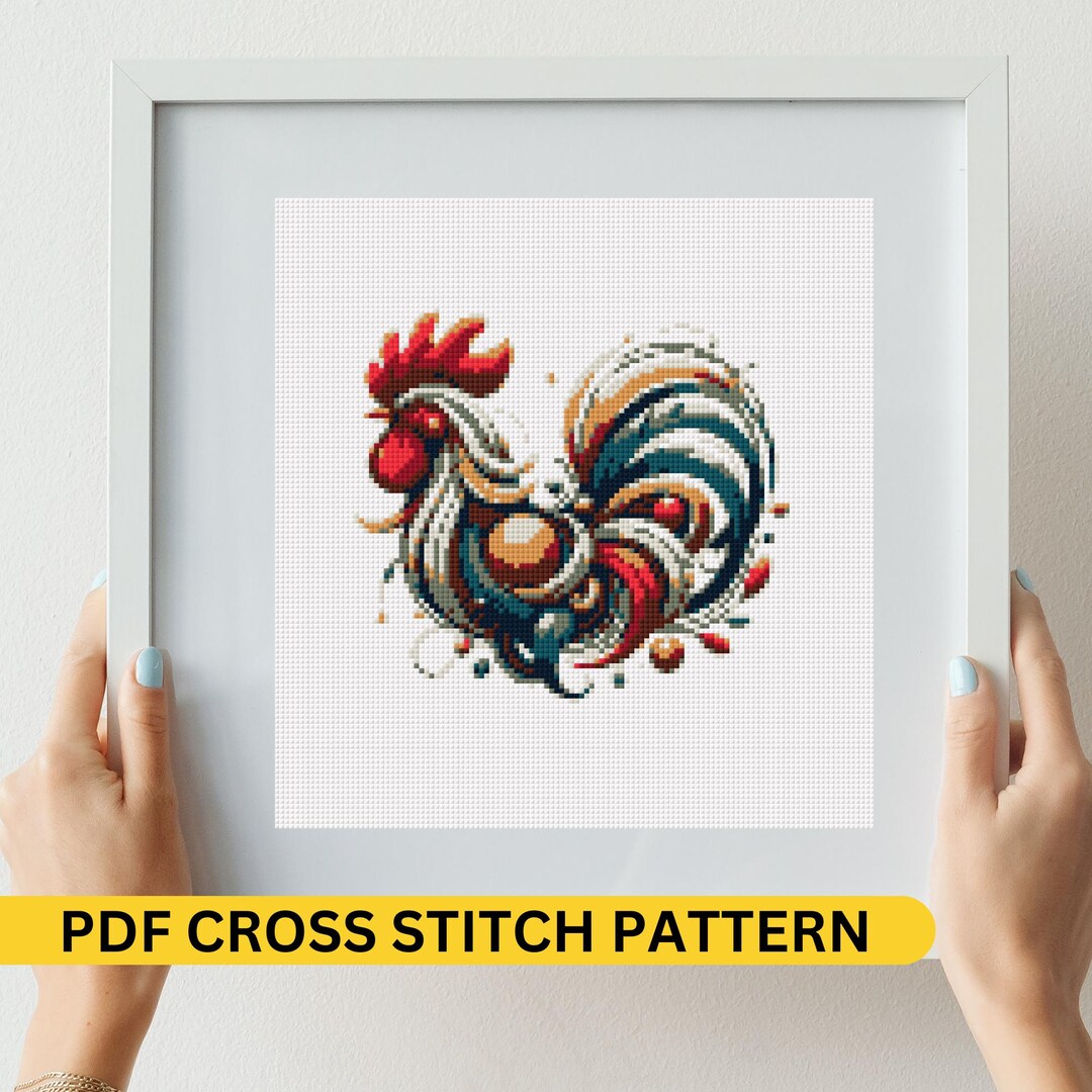 Cross Stitch Pattern: Year of the Rooster Design, Printable PDF, Easy ...