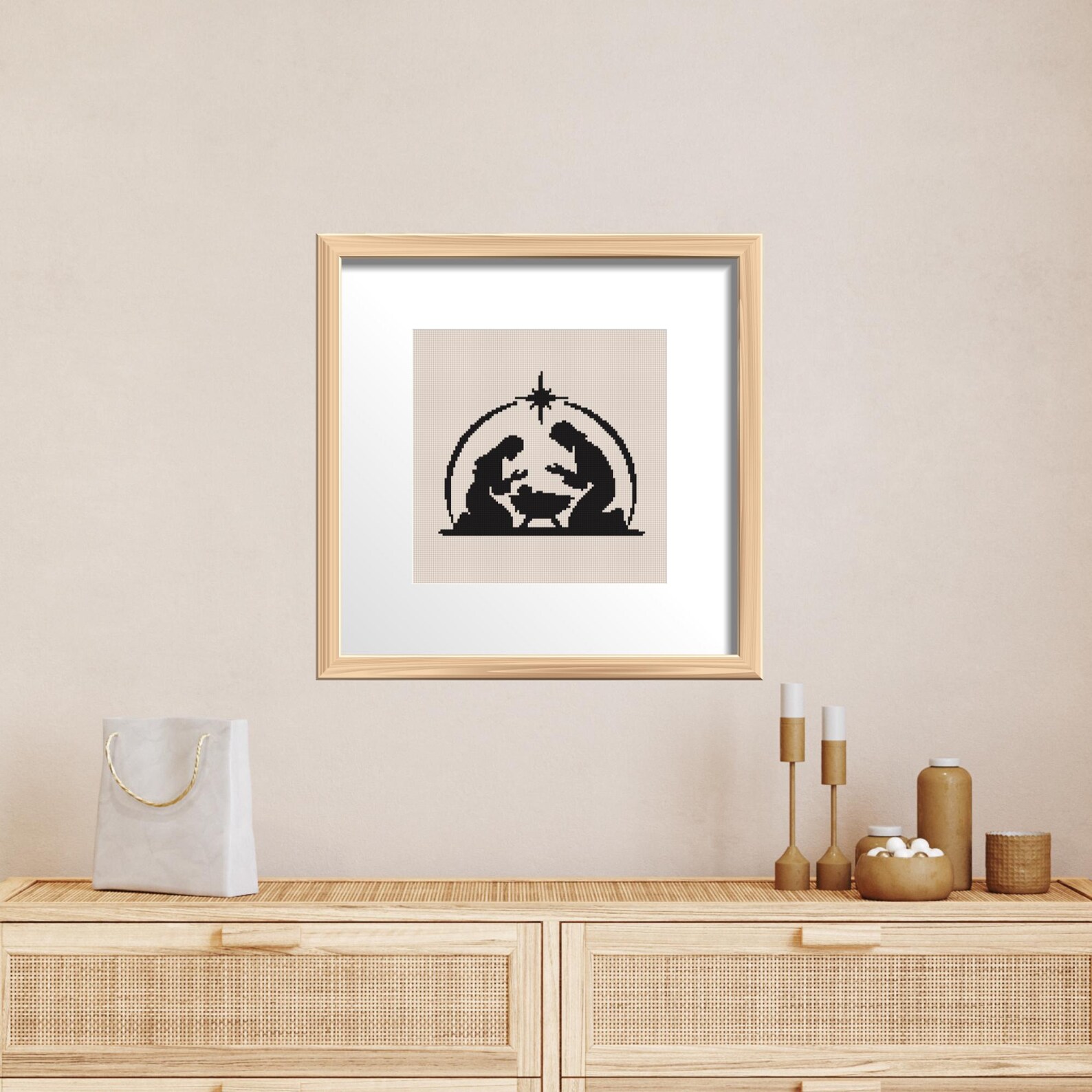 Monochrome Nativity Cross Stitch Pattern PDF DIY Christmas Decoration ...