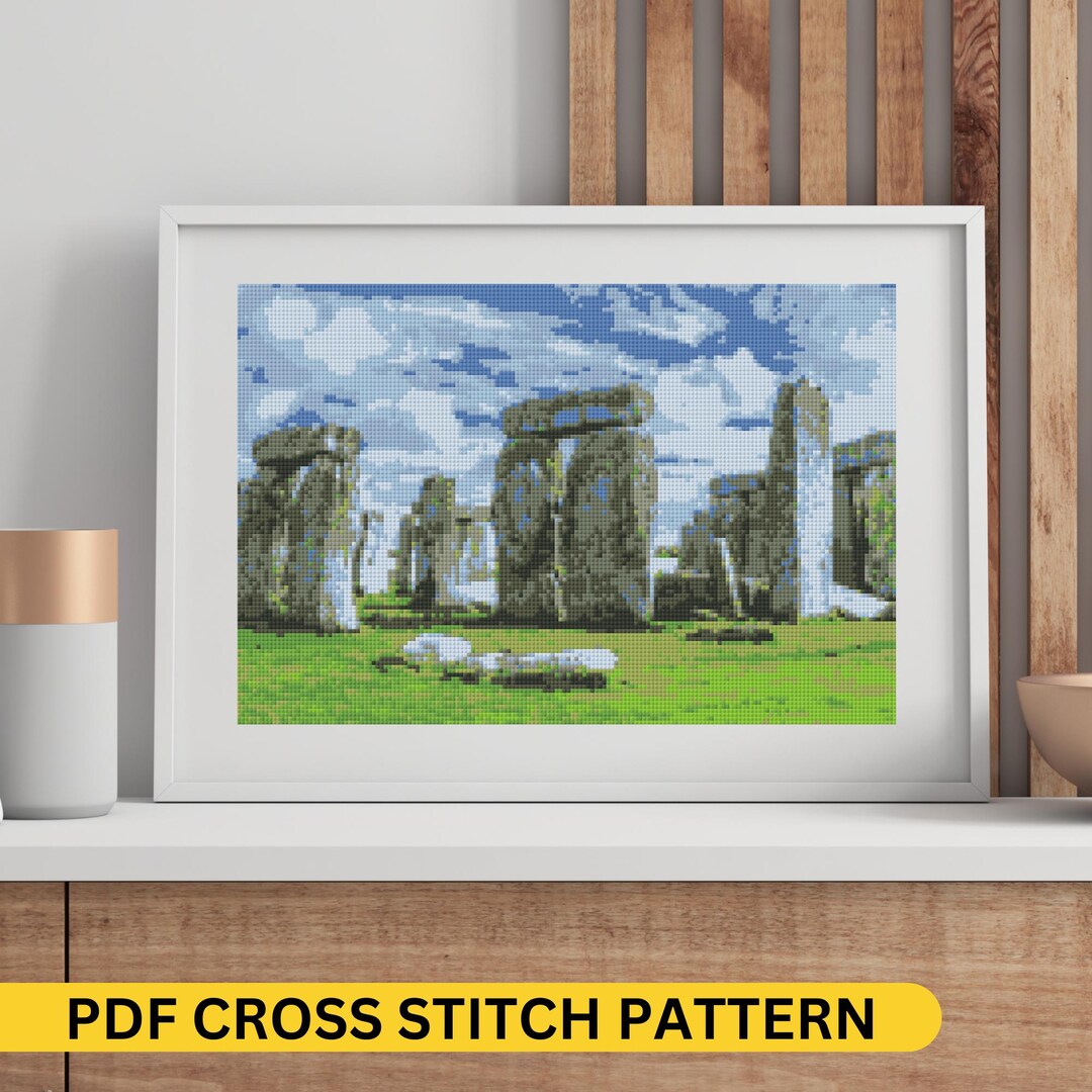 Stonehenge Cross Stitch Pattern | Ancient Landmark Embroidery Design ...