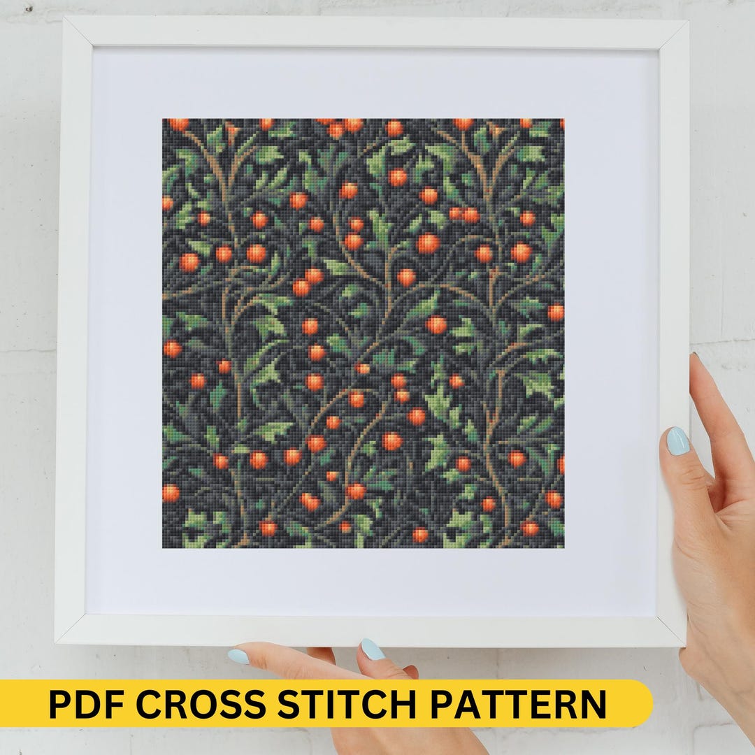 William Morris Berries Wallpaper Floral Design Cross Stitch Pattern ...