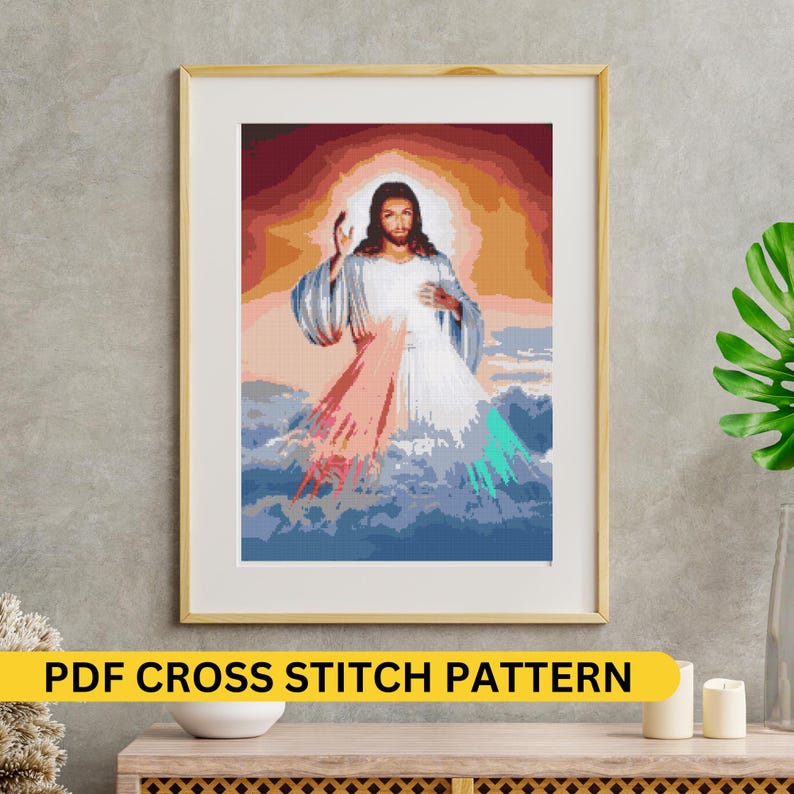 Jesus Christ Cross Stitch Pattern | Digital Modern Wall Decor | Hand ...