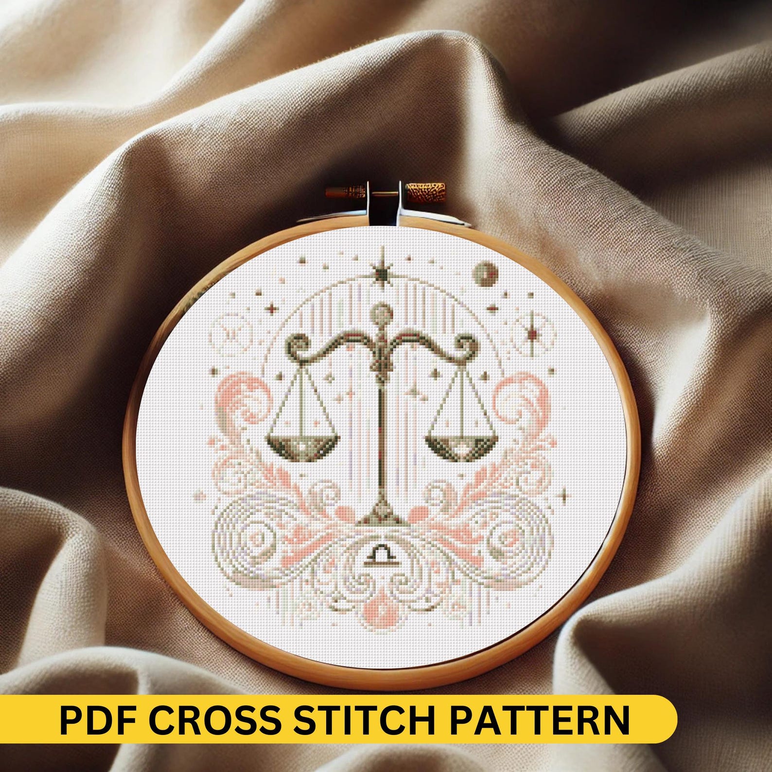 Libra Cross Stitch Pattern, Zodiac Signs Printable PDF, Easy Stitching ...