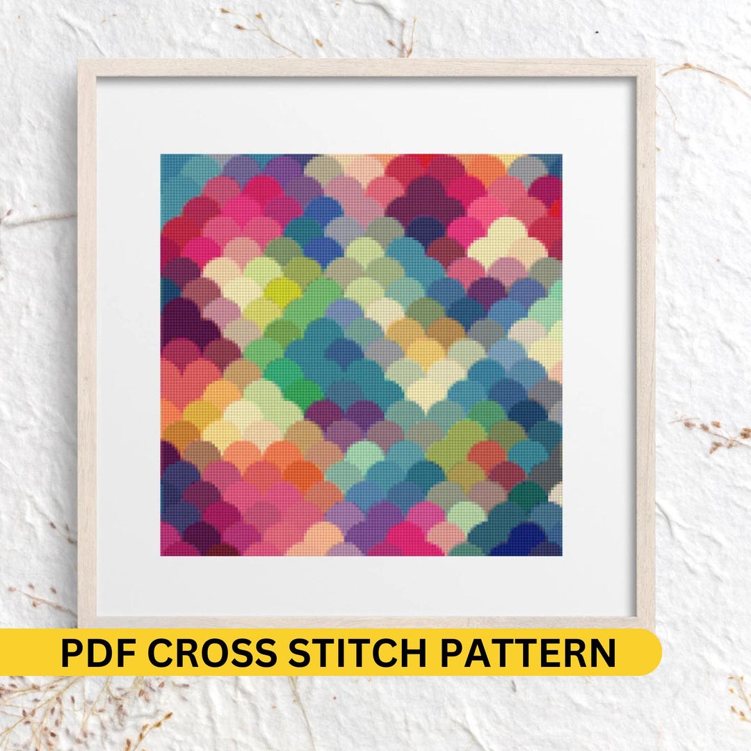 Modern X-stitch Pattern, Geometric Rainbow Scales Pattern, Easy ...
