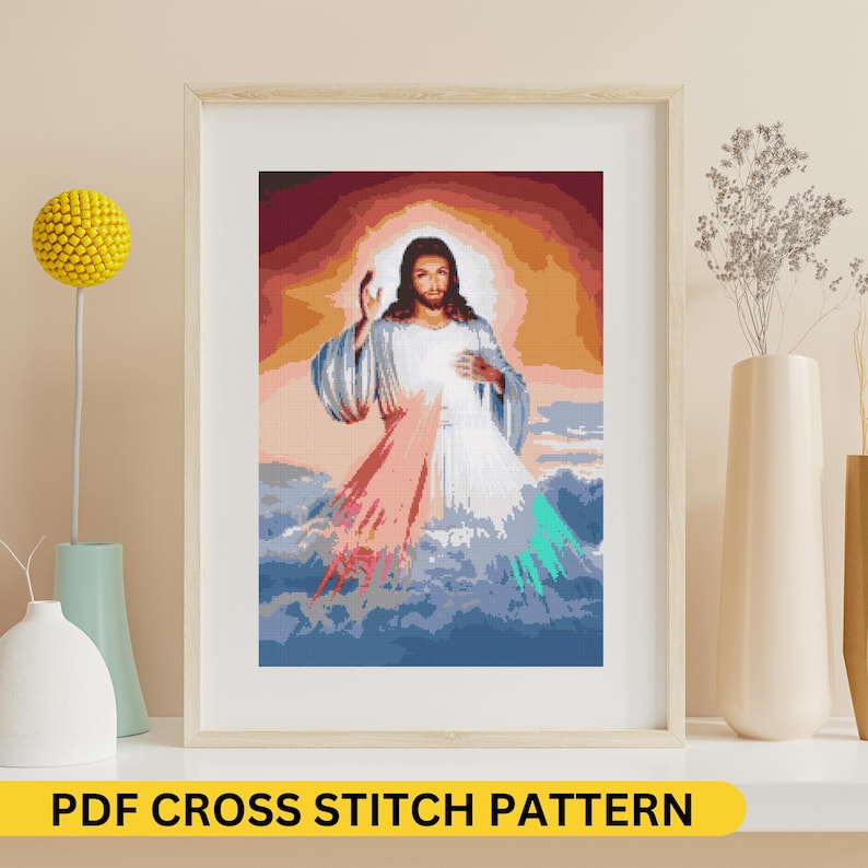 Jesus Christ Cross Stitch Pattern | Digital Modern Wall Decor | Hand ...
