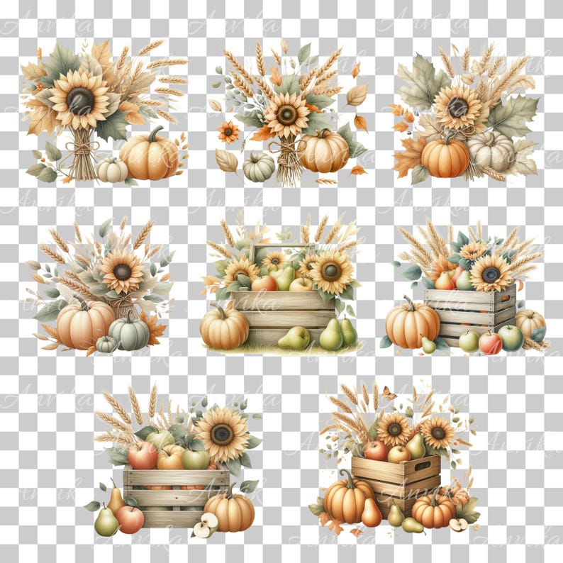 Autumn Harvest Clipart Bundle, Fall Graphics, Thanksgiving ...