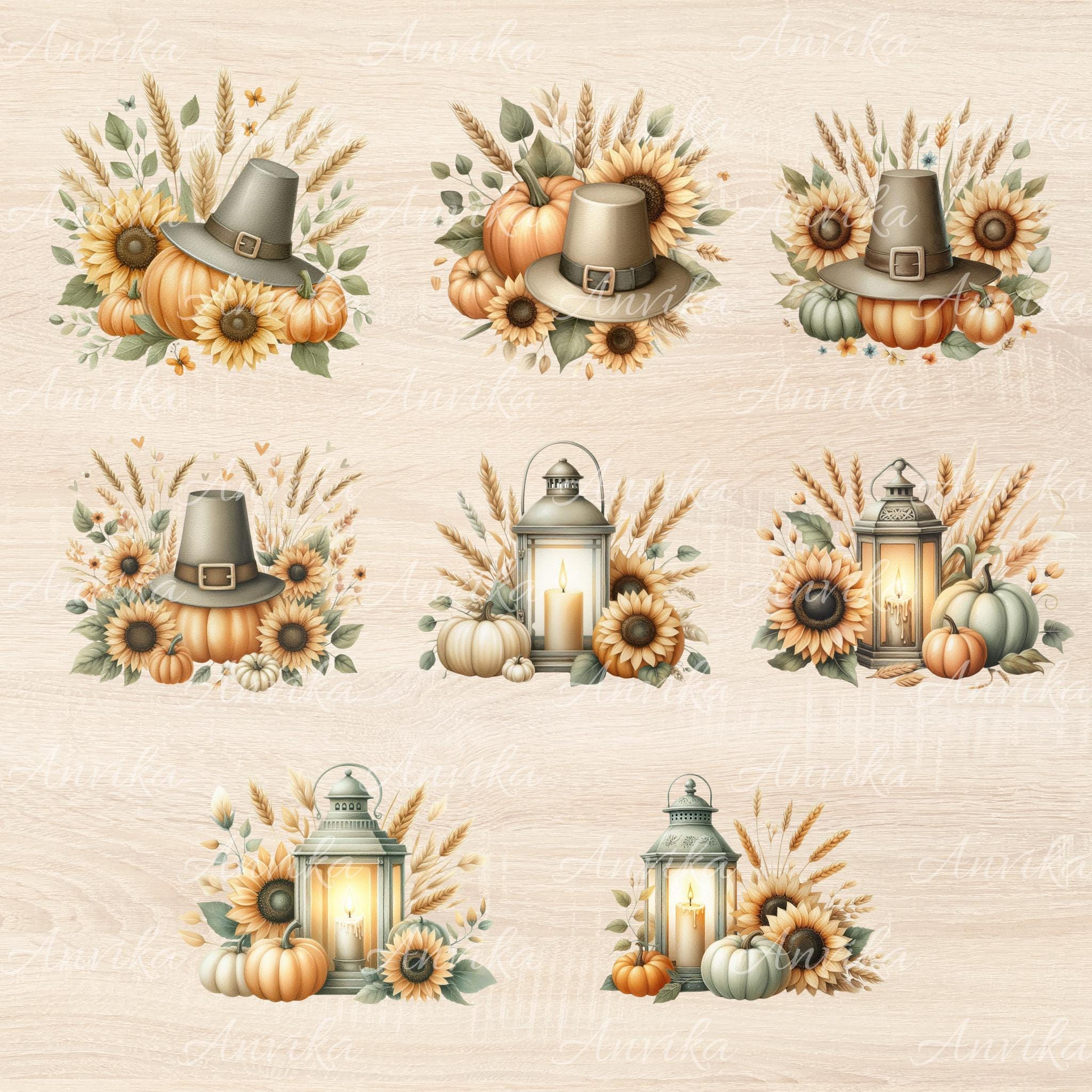 Autumn Harvest Clipart Bundle, Fall Graphics, Thanksgiving ...