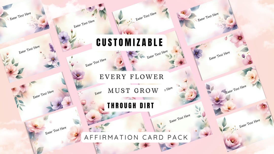 Custom Affirmation Cards Template, Floral Printable (digital Download ...