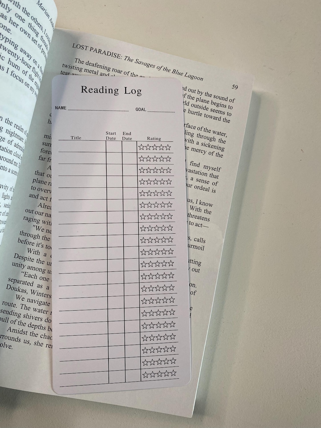 Reading Log Cards - Etsy