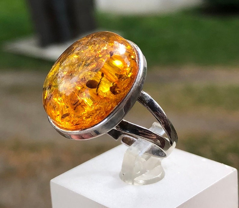 Designer Baltic Amber Ring: Orange Sterling Silver Jewelry - Etsy UK