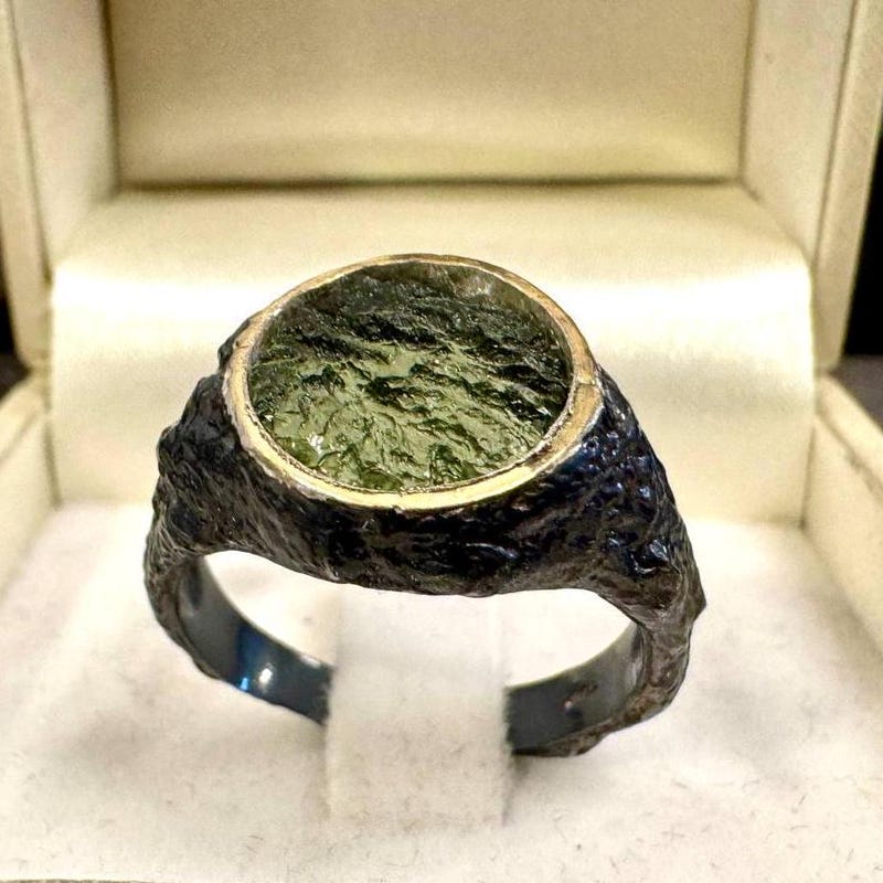 Moldavite Ring Men - Etsy